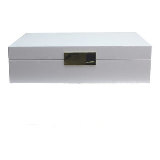 Addison Ross Large White Lacquer Box With Gold - Contemporary - Jewelry ...