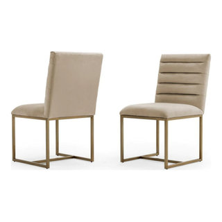 Michelle Modern Beige and Brush Gold Dining Chair, Set of 2 ...