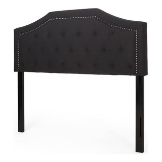 Noble House Elinor Upholstered Full Queen Headboard in Black ...