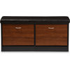 Foley 2-Tone Entryway Storage Cushioned Bench, Dark Brown And Brown ...