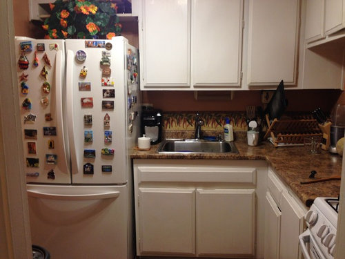 8X7 kitchen design questions - to move fridge or not