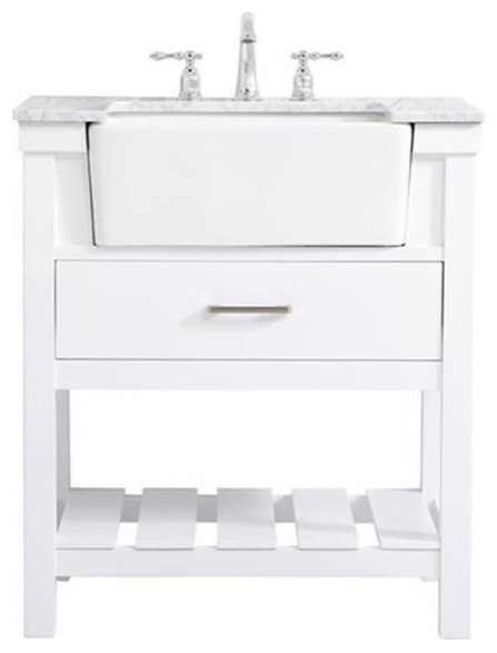 Elegant Decor Clement 30" Aluminum MDF Single Bathroom Vanity in White ...