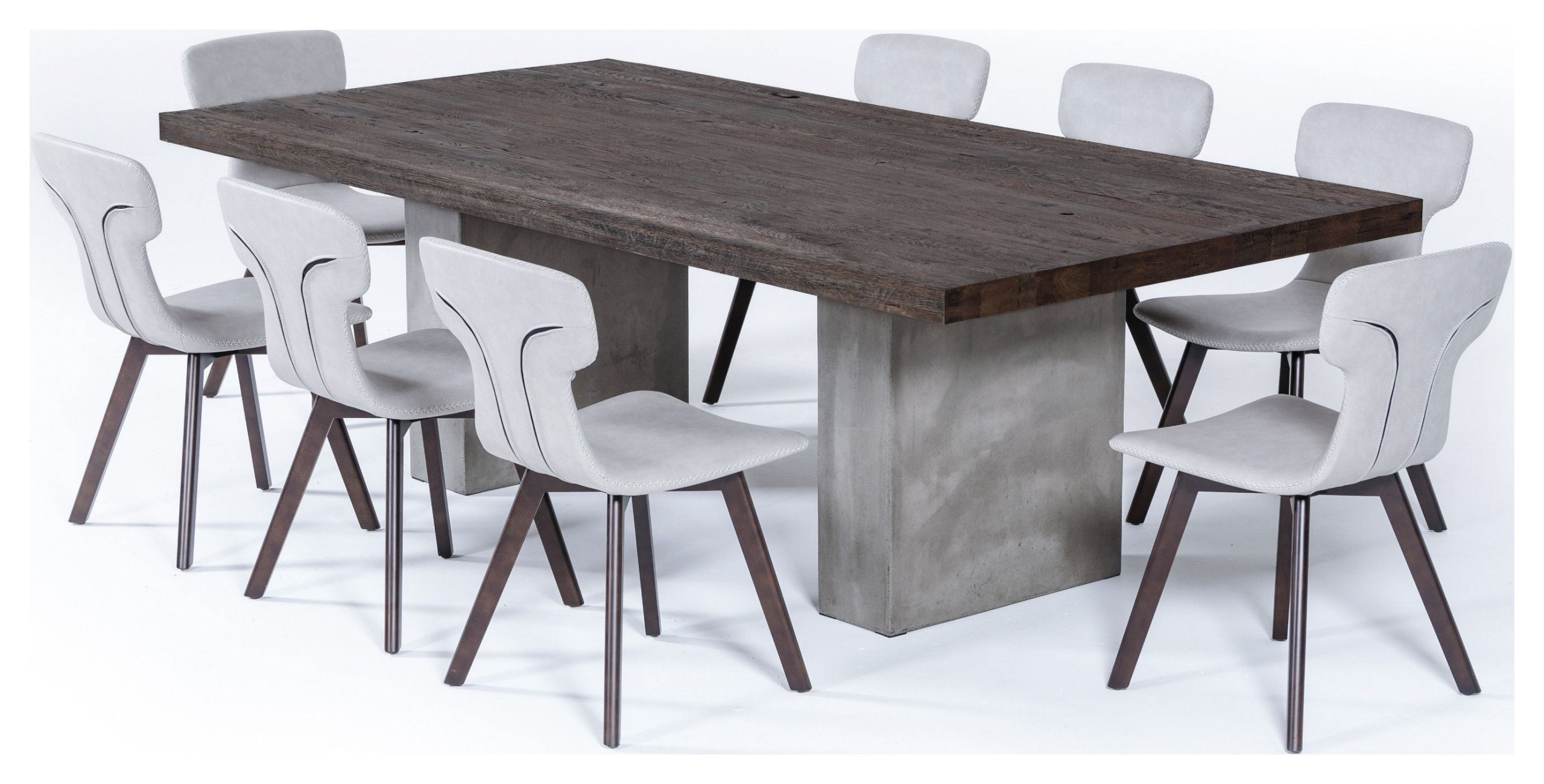 Modrest Renzo Modern Oak and Concrete Dining Table 94" - Industrial ...