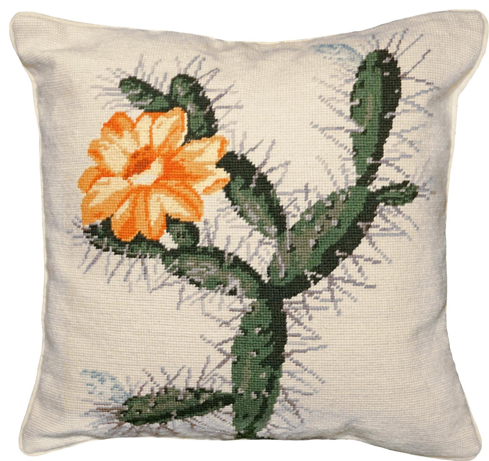 Colonial Williamsburg Cactus Pillow Floral Design, 18x18 - Southwestern ...