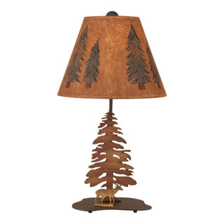 Coast Lamp Rustic Living Iron Bear With Pine Trees Lamp, Sienna ...