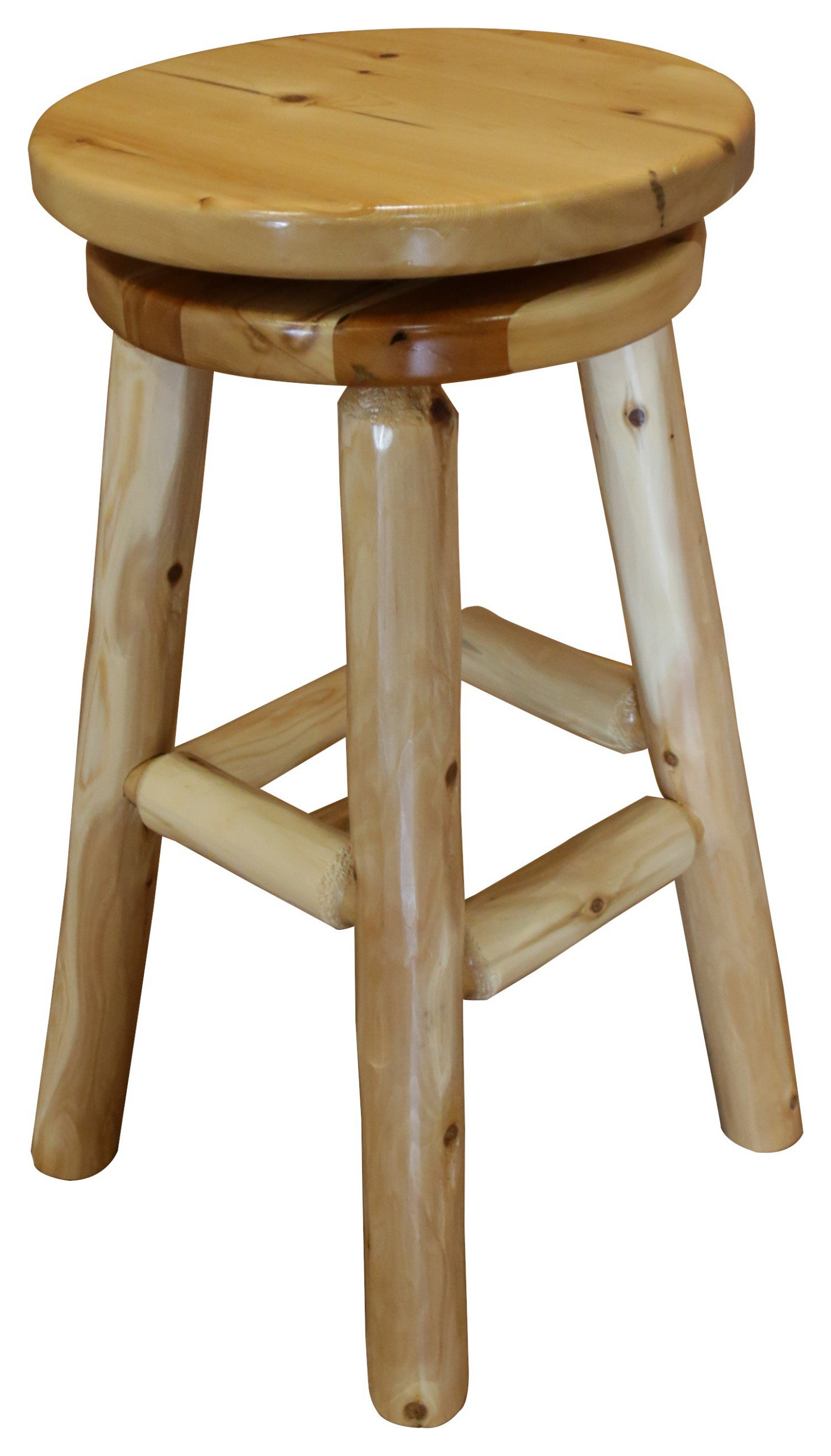 White Cedar Log Swivel Barstool, Bar Height - Rustic - Bar Stools And ...