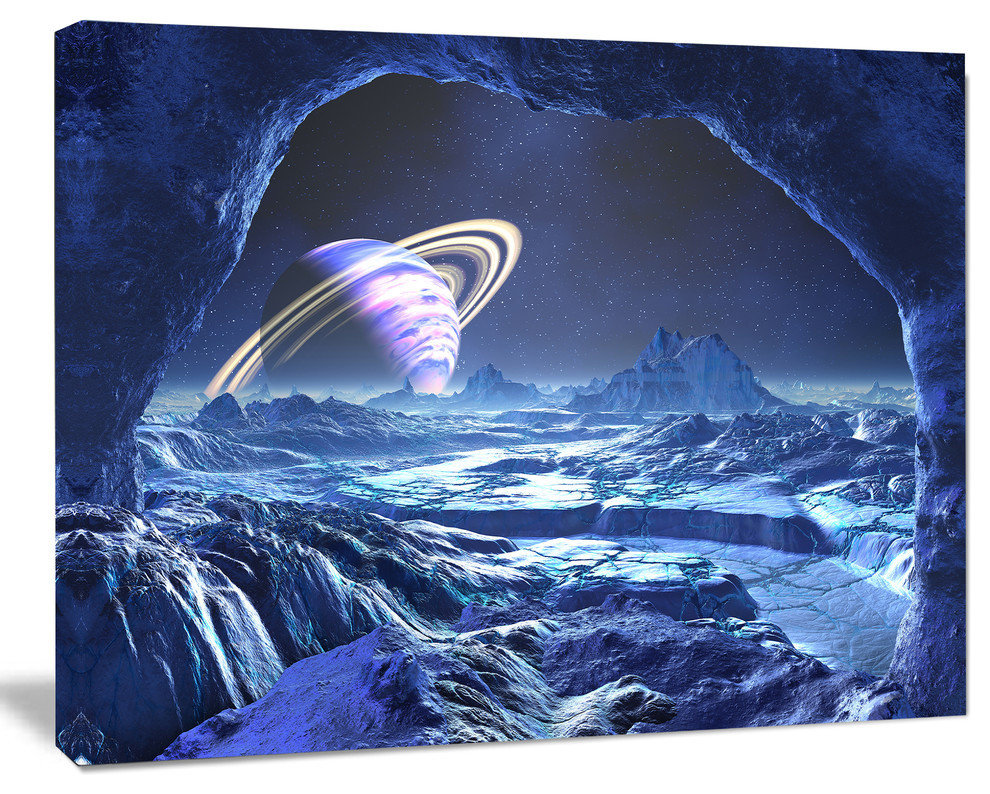 Electric Blue Alien World, Landscape Canvas Art Print, 40"x30 ...