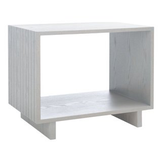 Gray Open Cube Side Table with Spacious Storage and Retro Modern Style ...