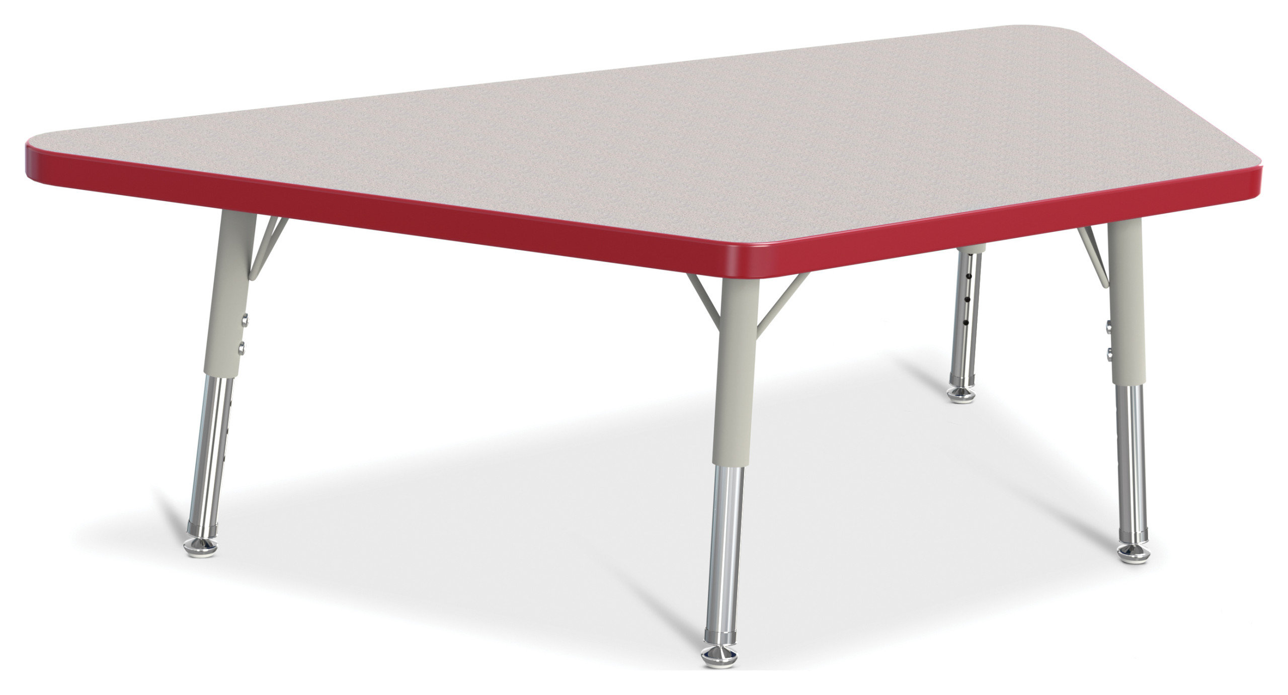 Berries Trapezoid Activity Tables - 24" X 48", T-height - Gray/Red/Gray ...