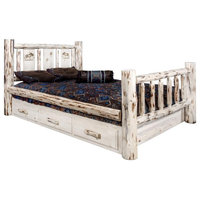 Montana Woodworks Wood Full Storage Bed with Laser Engraved Moose in ...