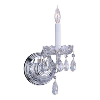 Traditional Crystal 1 Light Swarovski Strass Crystal Chrome Sconce, 5 ...