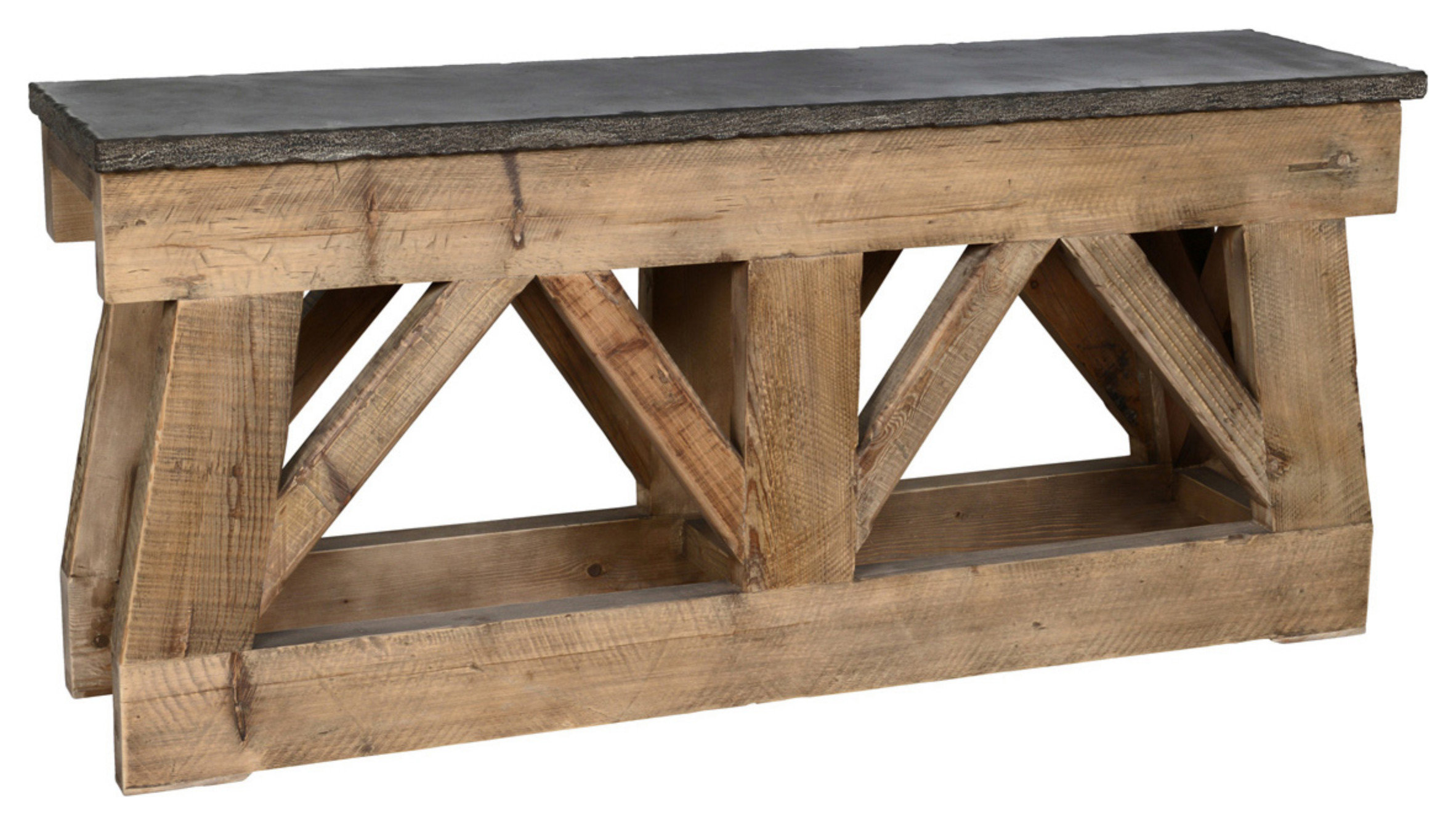 72" Marbella Wood and Stone Top Console Table - Rustic - Coffee Tables ...