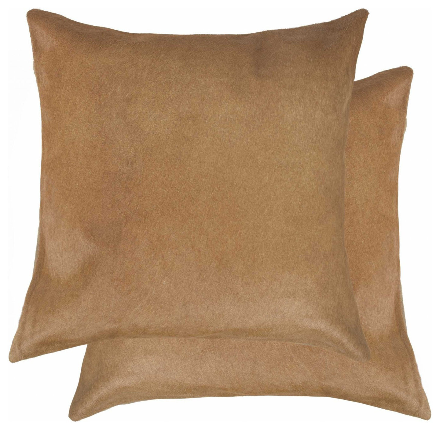 18"x18"x5" Tan Cowhide Pillow, Set of 2 - Contemporary - Throws - by ...