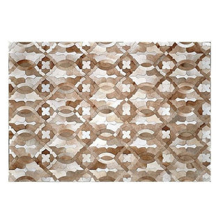 Poshrug Brown White Intrinsic Design Patchwork Rug, 6x9 - Contemporary ...