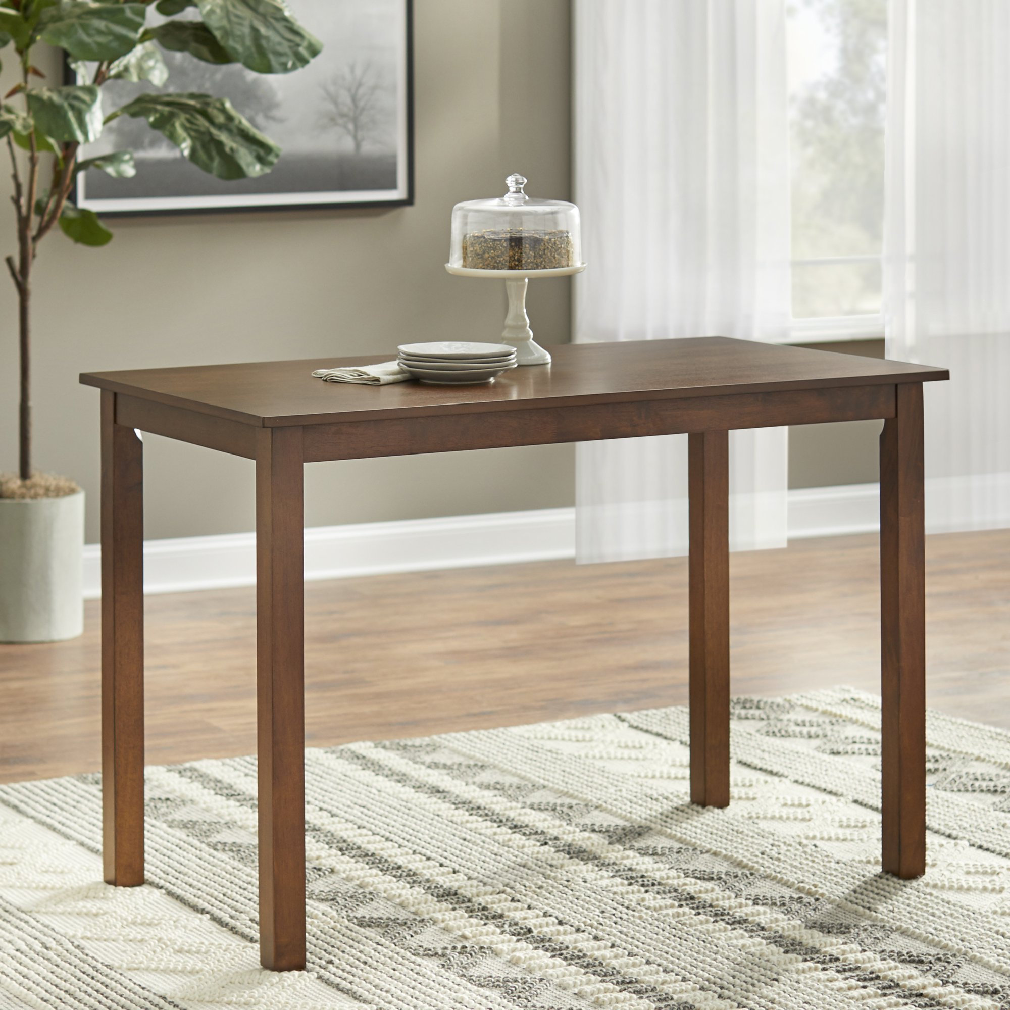Transitional Counter Dining Table, Straight Legs & Rectangular Wooden ...