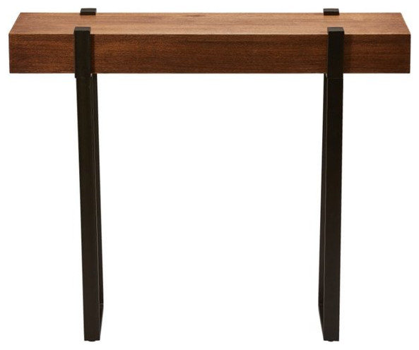 Slim Console Table with Canyon Oak Wood Veneer Top & Steel Metal Legs ...