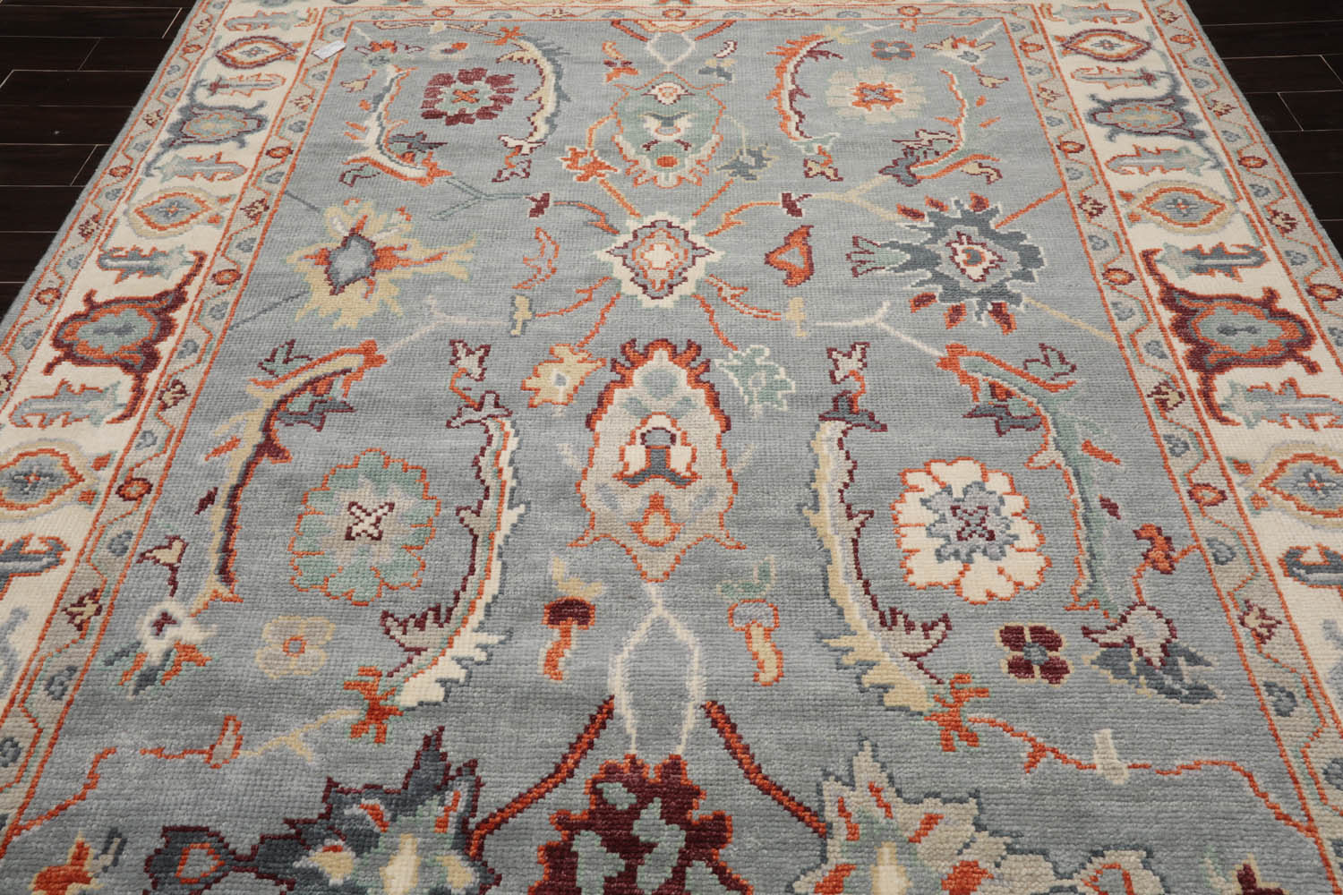 LoomBloom Muted Turkish Oushak Wool Area Rug, Slate, Ivory Color 8x10 ...