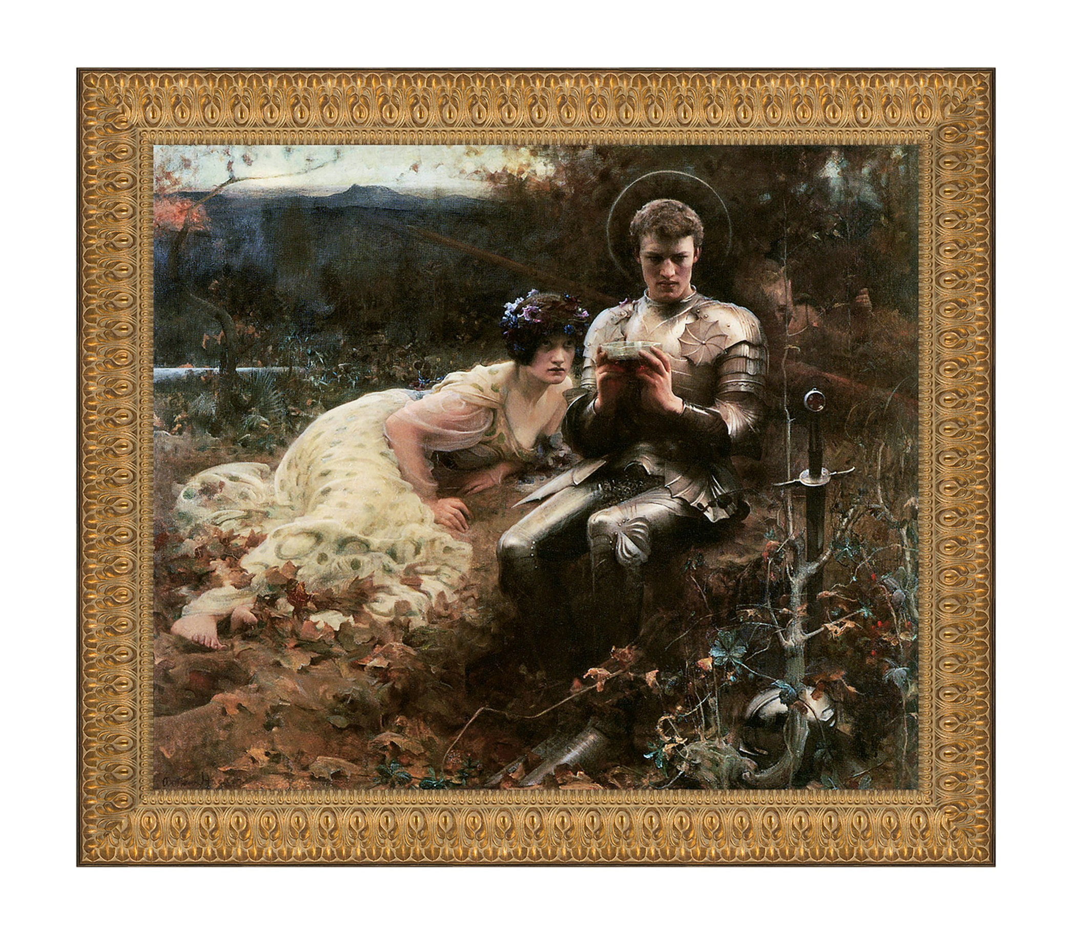 "Temptation of Sir Percival 1894" Stretched Canvas Replica, 41"x36 ...