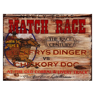 Vintage Horse Race Signs Rustic Western Wooden Sign - Rustic - Novelty ...