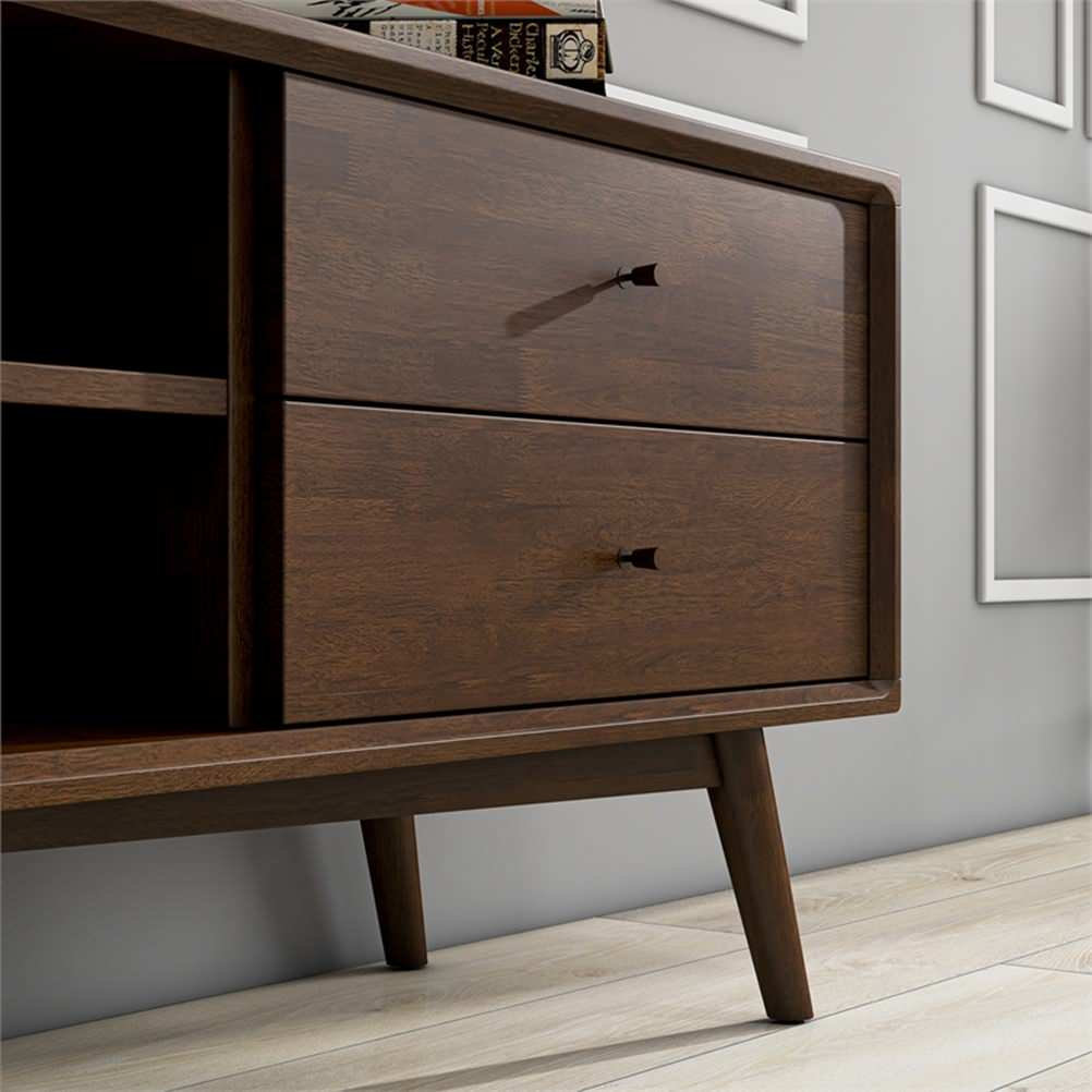 Francesca Mid-Century Modern Solid Wood TV Stand in Brown for TVs up to ...