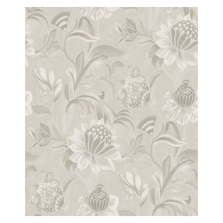 Jacobean Style Floral Non Woven Wallpaper, Sample - Contemporary ...