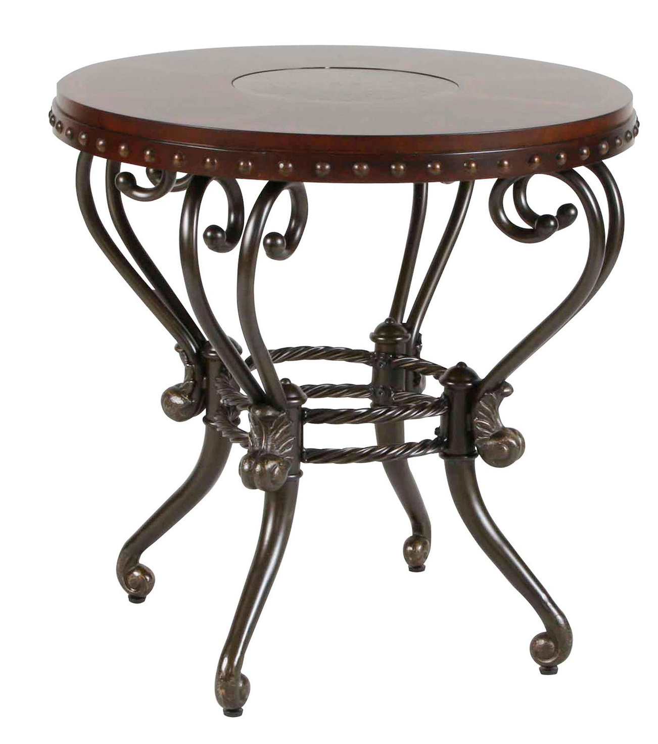 Jafar Round End Table, Warm Brown - Mediterranean - Side Tables And End ...