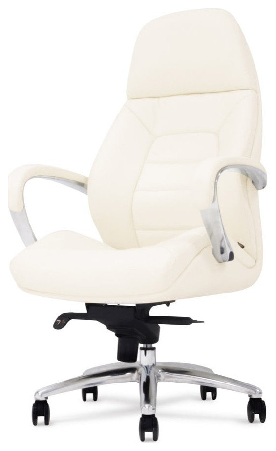 Gates Fully Reclining Adjustable Executive Chair Soft Top Grain Leather Cream