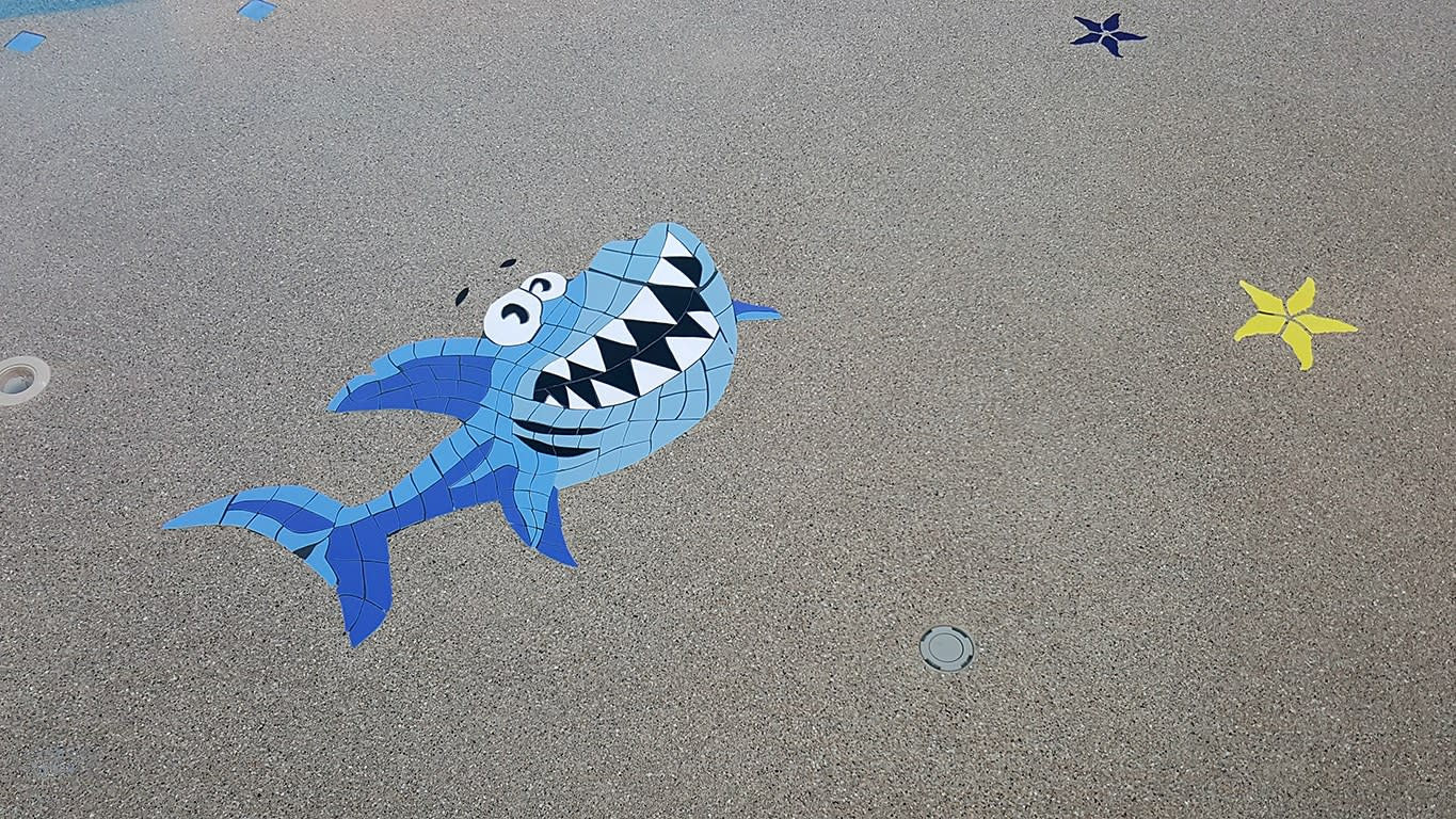 Smiling Shark Ceramic Swimming Pool Mosaic 32", 32" - Beach Style ...