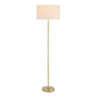 Coaster Ramiro Metal Floor Lamp with Drum Shade in Gold and Beige ...