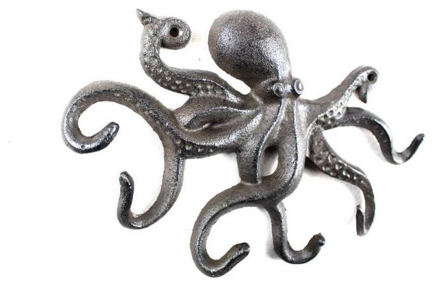 Cast Iron Octopus Hook, Antique Bronze, 11" - Modern - Wall Accents ...