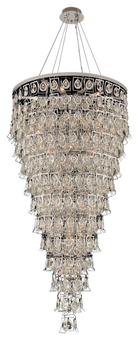 36" Art Deco Foyer Light With Clear Crystal - Contemporary ...