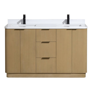 Ari Kitchen and Bath Calamigo 55" Freestanding Bathroom Vanity Oak ...