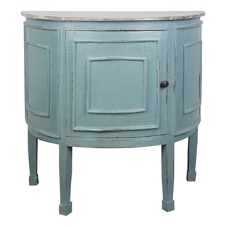 Half Round Cabinet Beach Blue Natural Limewash Solid Wood Accent Table ...