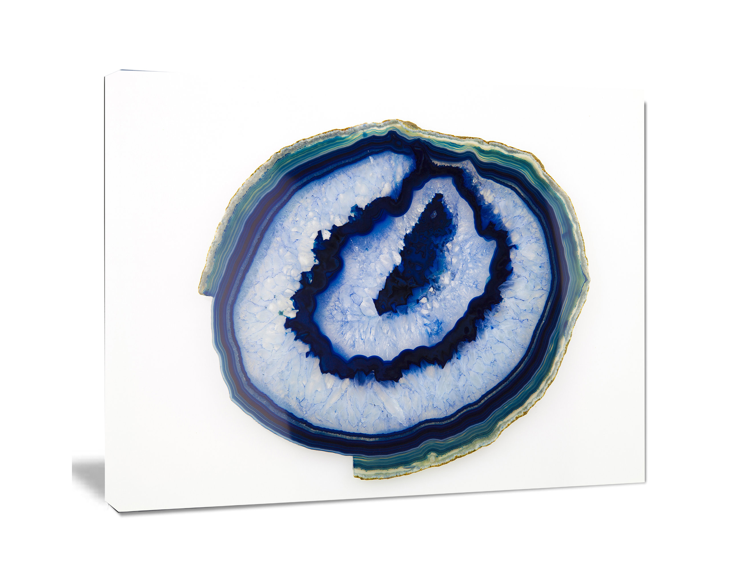 Slice of Beautiful Blue Agate, Abstract Canvas Wall Art Print, 20"x12 ...