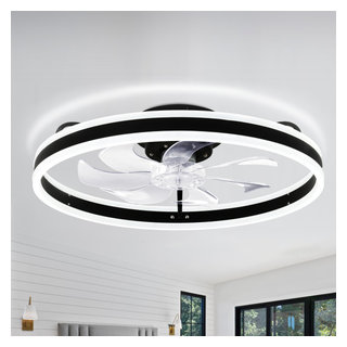 6-Speed Flush Mount Dimmable Ceiling Fan Reversible with Remote and APP ...