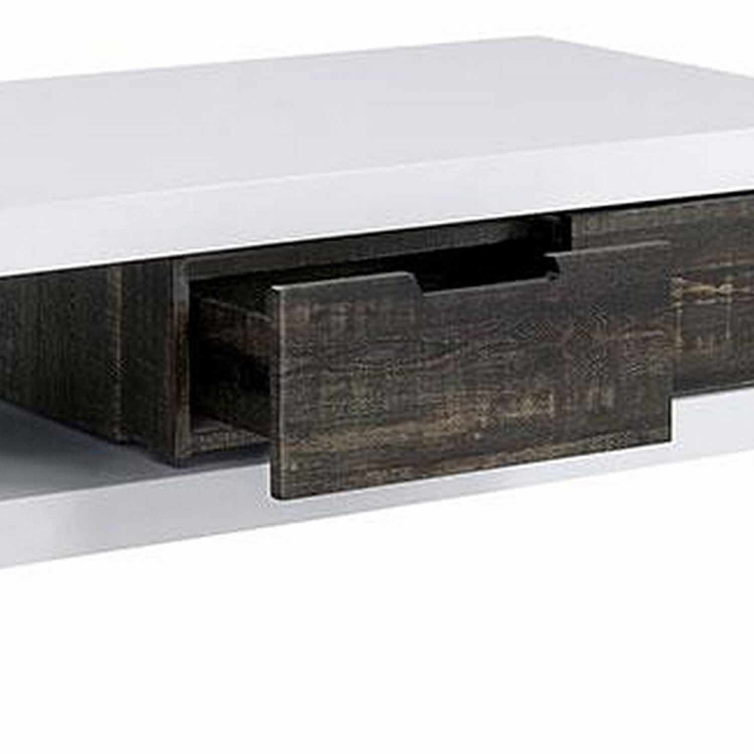 Benzara BM240042 Two Tone Coffee Table With Open Shelf, White and Brown ...