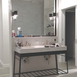Modern Ceramic Console Sink With Counter Space and Matte Black Base ...