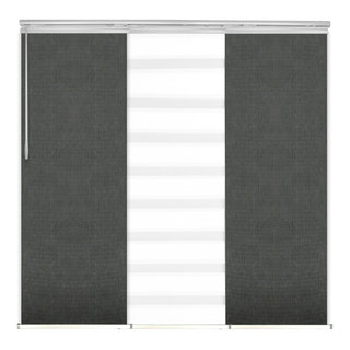Blanched White-Koala Gray 3-Panel Track Extendable Vertical Blinds 36 ...