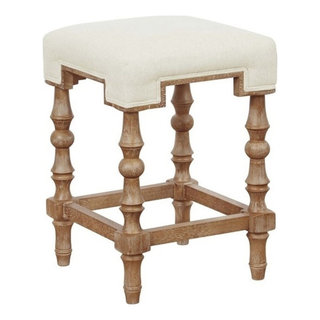 Linon Ashleigh 24" Backless Beige Upholstered Counter Stool in Natural ...