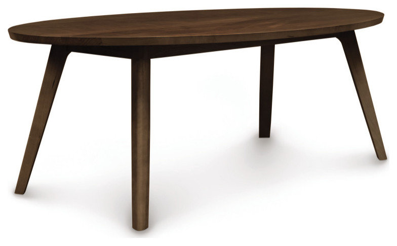 Catalina, 16.75" Oval Coffee Table, Natural Walnut Finish - Midcentury ...