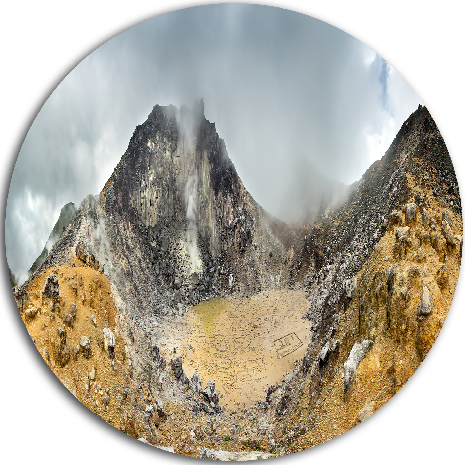 Volcano Panorama With Dramatic Sky, Landscape Round Wall Art, Disc of ...