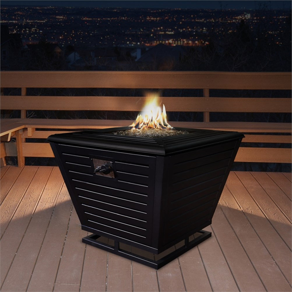 Sunbeam Pyramid Modern Style Steel Metal Fire Pit in Black Finish ...