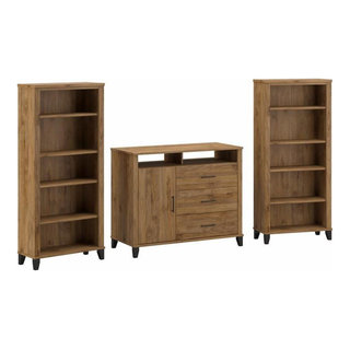 Somerset Entertainment Center in Storm Gray - Engineered Wood - Rustic ...