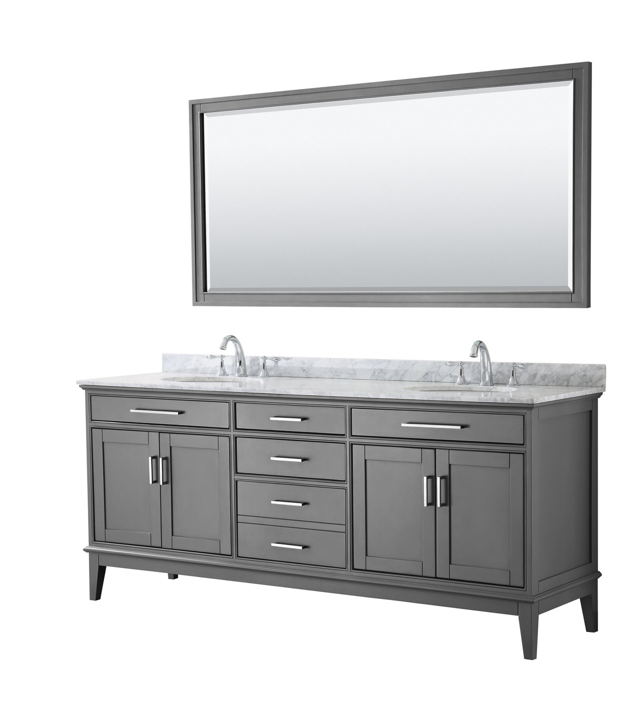 80 Inch Double Bathroom Vanity - Transitional - Bathroom Vanities And ...