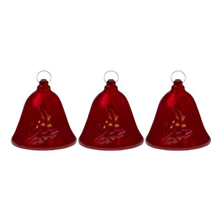 Set of 3 Musical Lighted Red Bells Christmas Decorations, 6.5" - Modern ...