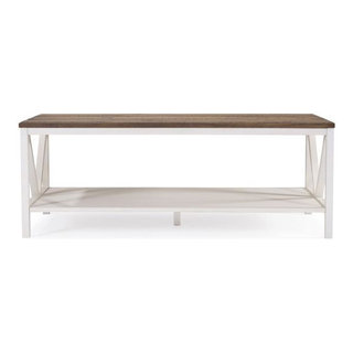 48" Distressed Farmhouse Coffee Table, Reclaimed Barnwood/White Wash ...