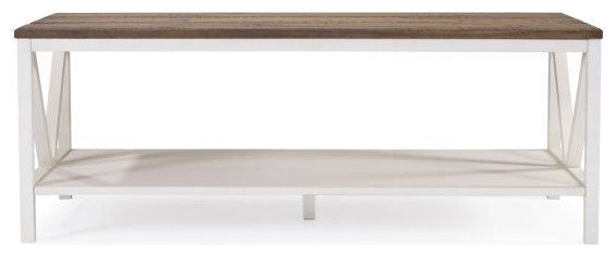 48" Distressed Farmhouse Coffee Table, Reclaimed Barnwood/White Wash ...