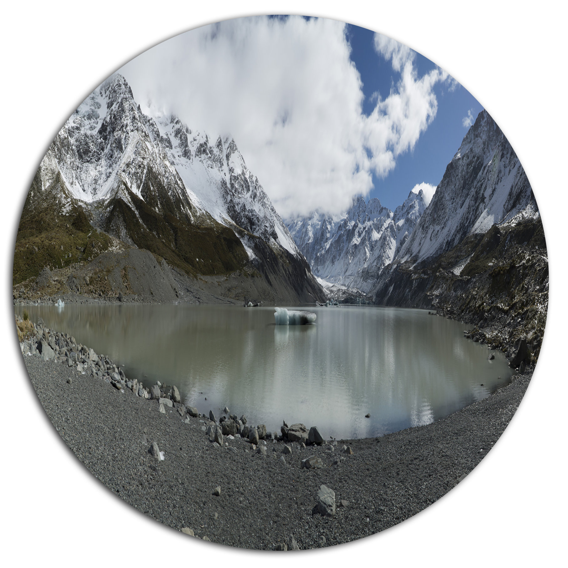New Zealand Mountains Panorama, Landscape Disc Metal Wall Art, Disc of ...