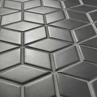 Metro Rhombus Mosaic Floor and Wall Tile, Matte Grey, Sample ...