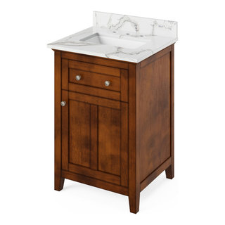 24" Chocolate Chatham Vanity, Calacatta Vienna Quartz Vanity ...